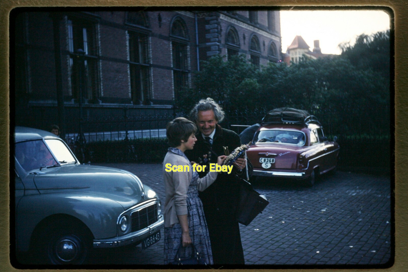 Pretty Woman, Cars and Man in Germany in early 1960s , Kodachrome Slide ...