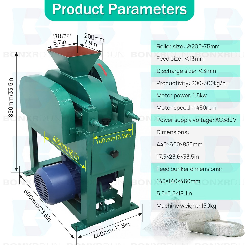 380V Lab Double Roller Crusher 1.5KW Electric Crusher, Industrial Coal ...