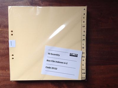 Eastlight Box File Index A-Z Dividers Pack of 10 Code 33122 Brand New ...