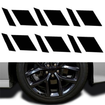6Pcs Reflective Black Car Wheel Hub Rim Stripe Tape Decal Stickers ...