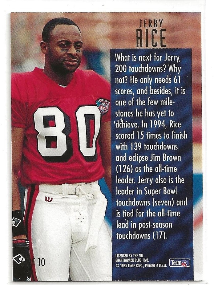 1995 Fleer Ultra Jerry Rice Touchdown King Insert Card | eBay