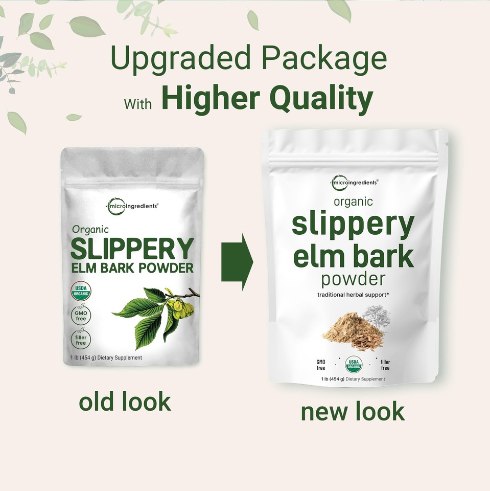 Organic Slippery Elm Bark Powder 1 lb Non-GMO Pet Friendly 648 Servings ...