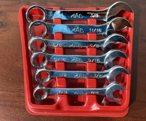 VINTAGE MAC Tools 6 PC SAE Knuckle Saver Stubby Combination Wrench Set ...