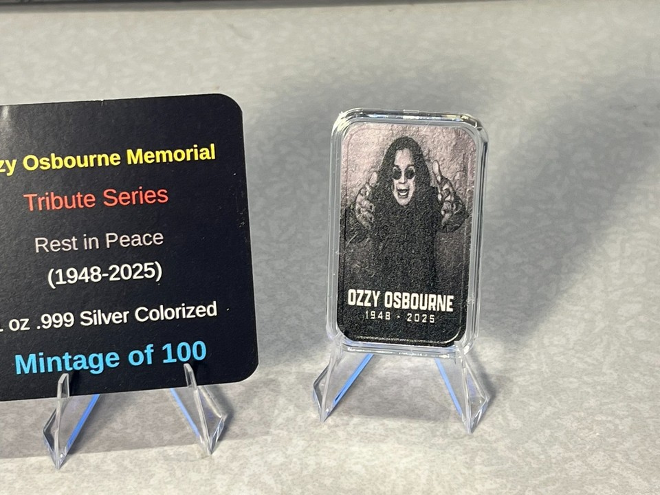Ozzy Osbourne Memorial Tribute – 1 oz .999 Silver Colorized Bar – 1948 ...