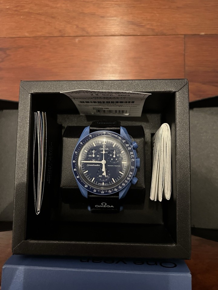 NIB Omega x Swtach MoonSwatch Mission to Neptune Men's Ceramic Watch ...