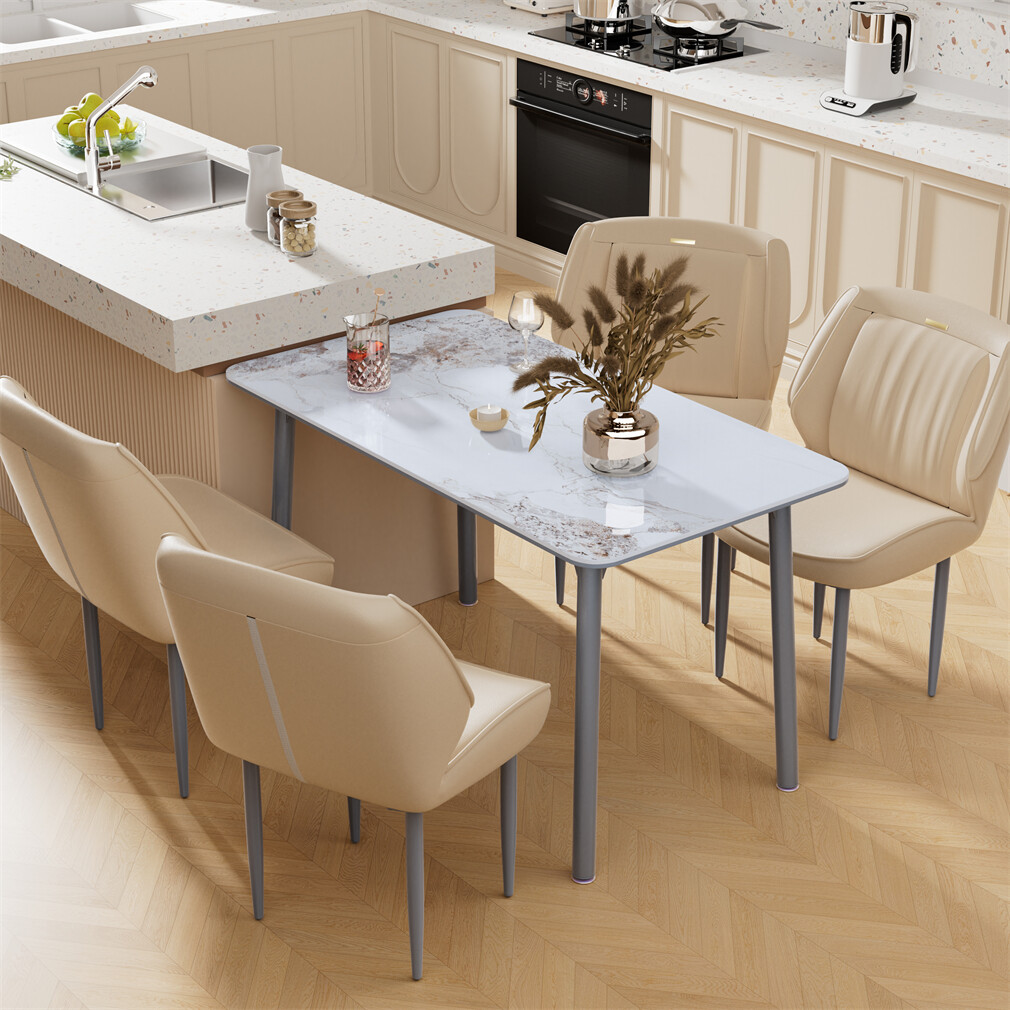 2x Italian Light Luxury Dining Chairs Upholstered Raised Backrest ...