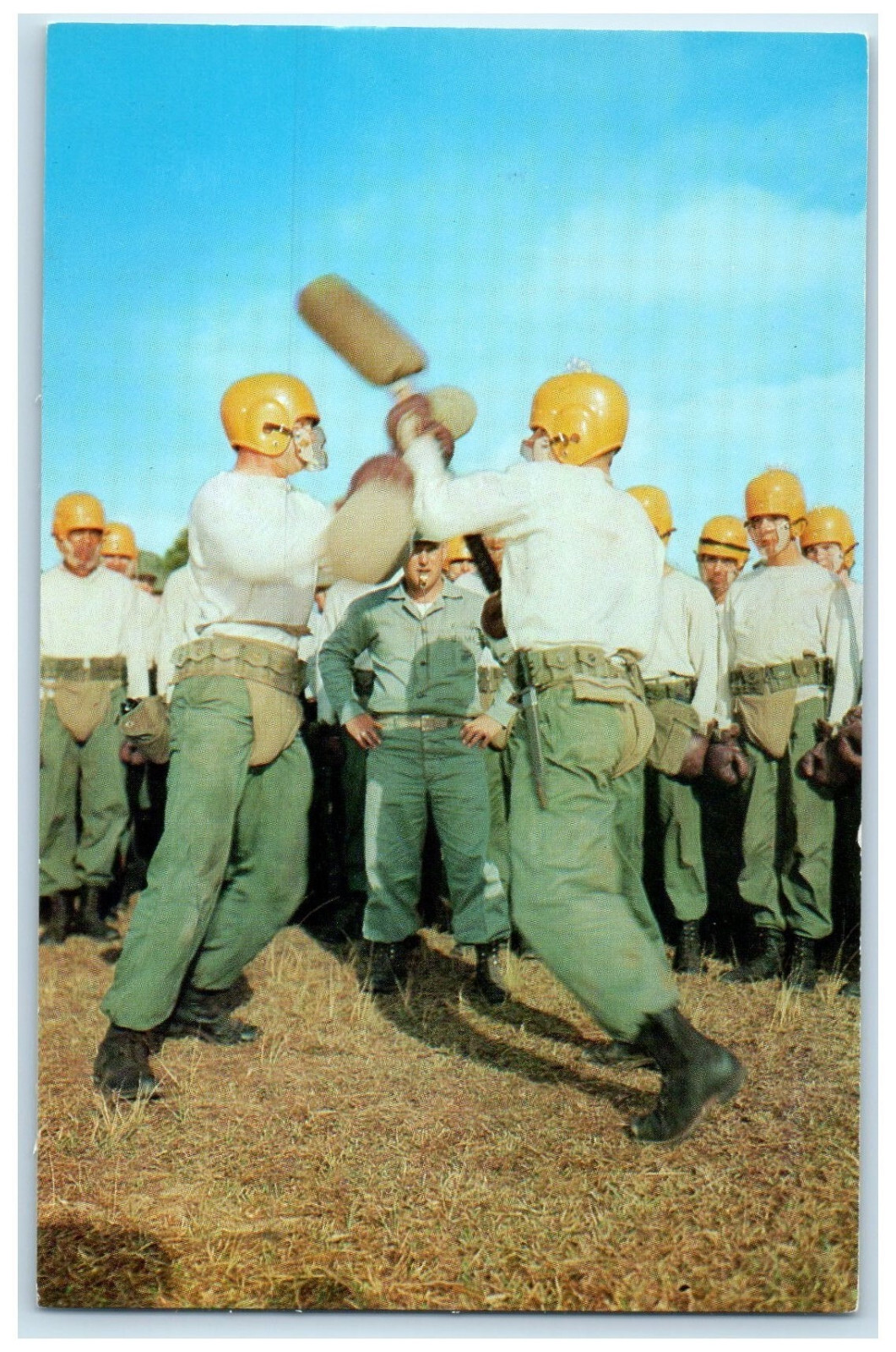 c1960 年代 Pugil Sticks Fighting Parris Island 南卡罗来纳州 SC 明信片 ...