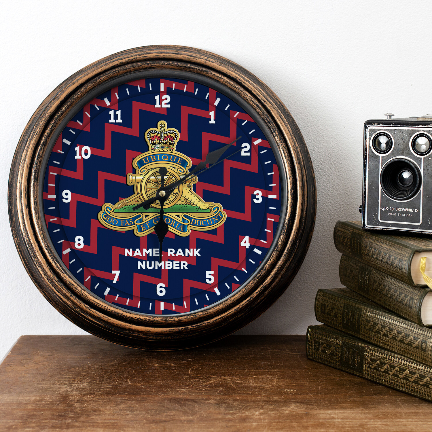 Personalised Military Clock Royal Artillery Zigzag Round Hanging Wall ...