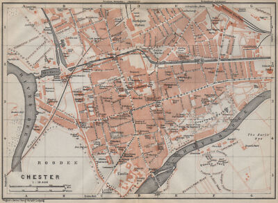 CHESTER town city plan. Grosvenor Precinct Handbridge. Cheshire 1910 ...