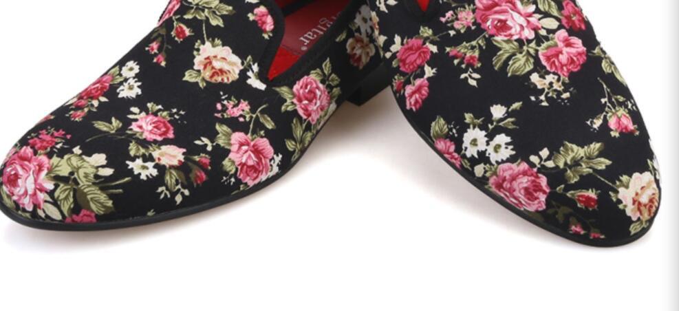 Fashion Mens Floral Printed Slip on Suede Formal Dress Business Shoes ...