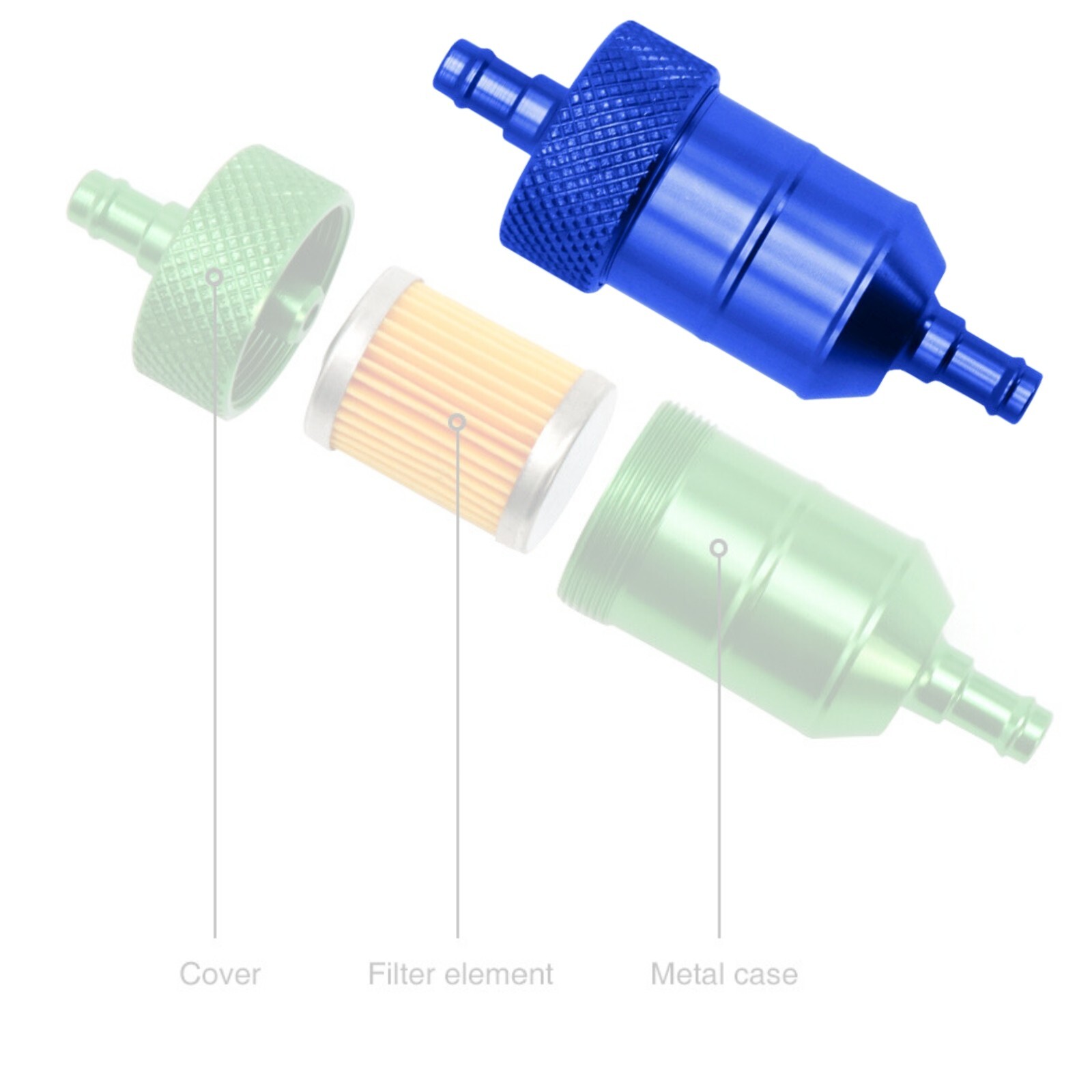 Blue 1/4" Aluminum Black Gas Fuel Filter For Dirt Pit Bike ATV Quad Go ...