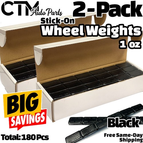2-Box 1 oz Black Balance Wheel Weights Stick-on Adhesive Tape Lead-Free ...