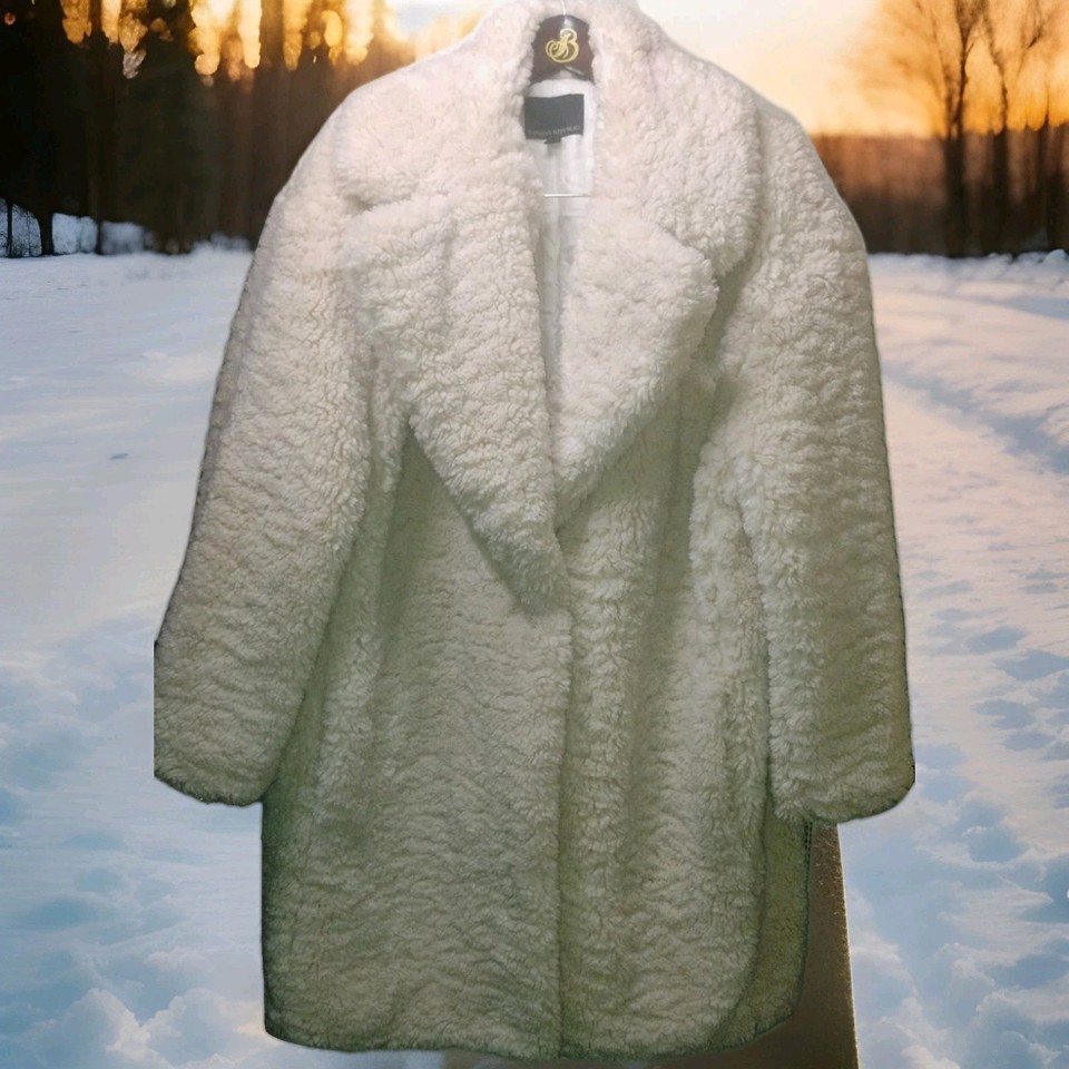 BANANA REPUBLIC Size XL Teddy Car Coat Faux Fur Cream Jacket | eBay
