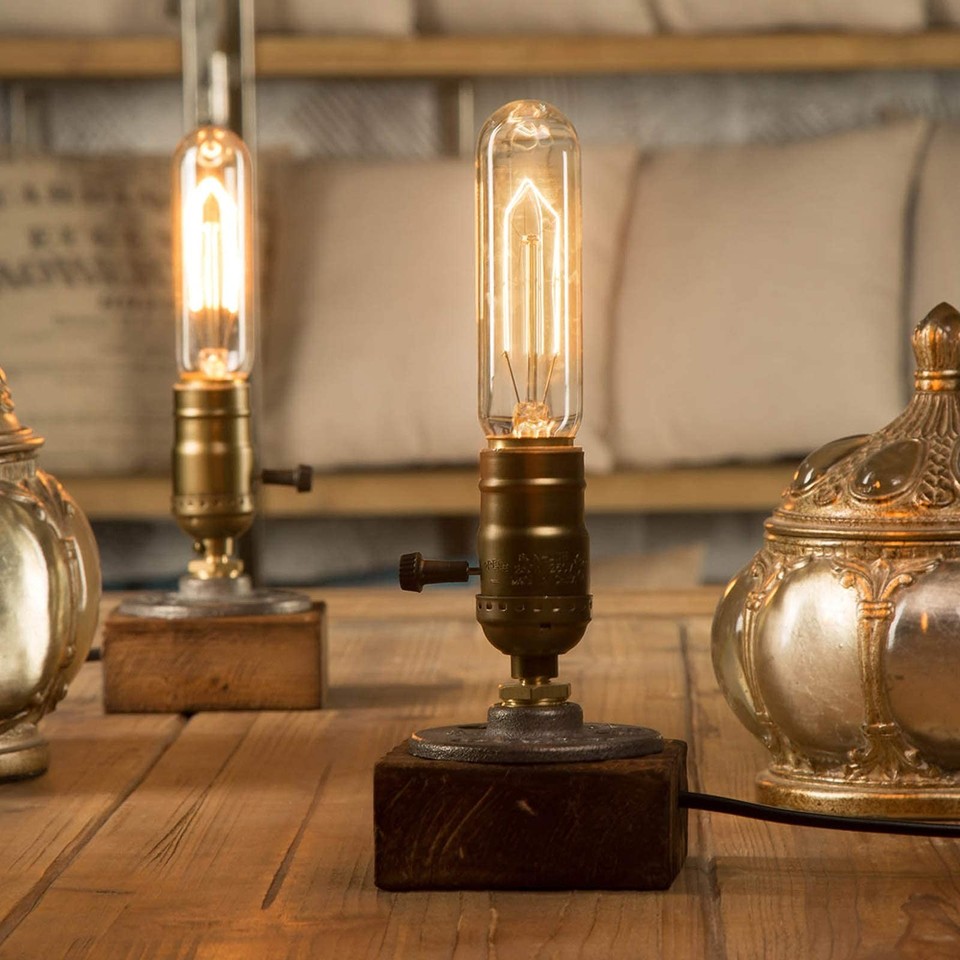 Vintage Table Lamp, Industrial Dimmable Nightlight Steampunk Desk Lamp ...