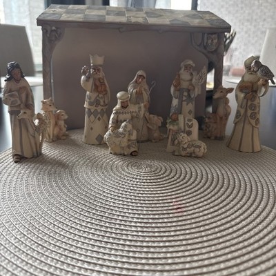 Jim Shore 2016 Nativity Set "We Adore Him" White Woodland 8 Piece Set ...