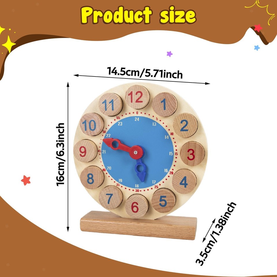Analog Teaching Clock Practice Wooden Clock Toy for Students Kids | eBay