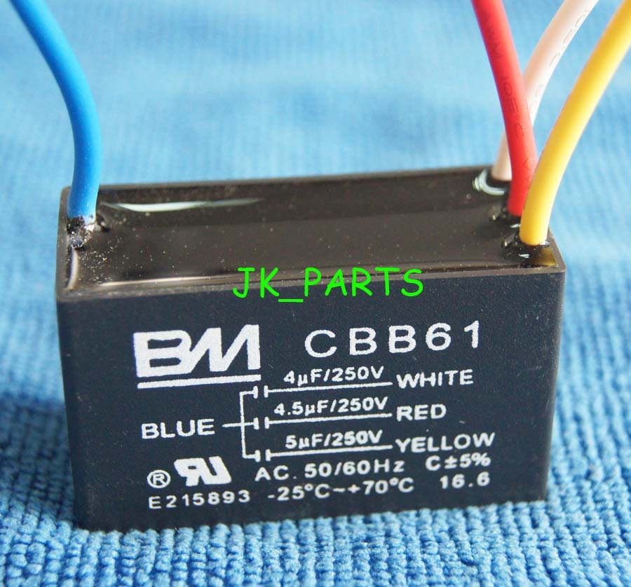 New BM CBB61 4uF+4.5uF+5uF 4 WIRE 250VAC Ceiling Fan Capacitor UL ...