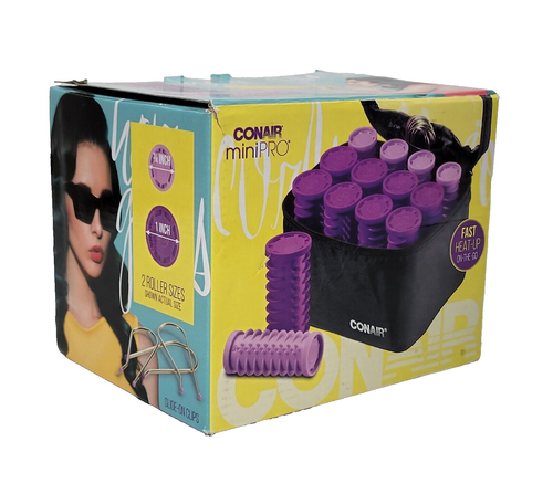 Conair Mini PRO Instant Heat Travel Hair Curlers Purple Hot Rollers ...