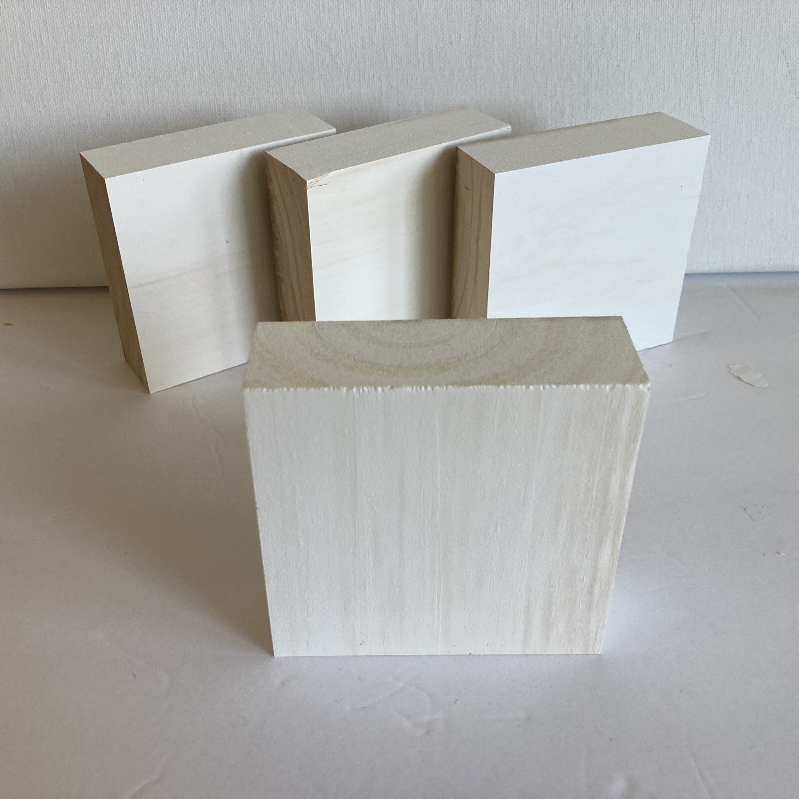 Wood Block Signs, Blanks, 4 Square Blocks, Partially Painted White ...