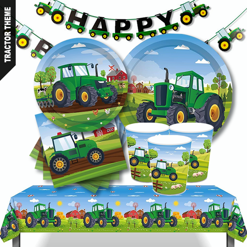 Tractor Theme Party Tableware | Paper Plates Cups Napkins Tablecloth | eBay