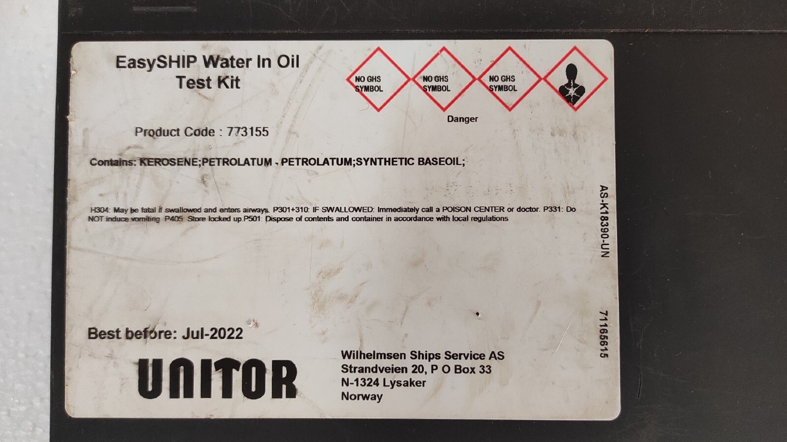 UNITOR Water in oil Test Kit 773155 | eBay