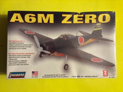 A6M ZERO JAPANESE FIGHTER PLANE MODEL KIT LINDBERG 1/48 SCALE BRAND NEW ...