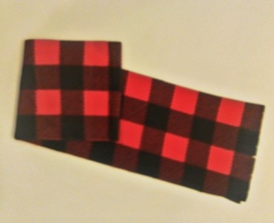 BUFFALO PATTERN-RED & BLACK BLOCKED PATTERN FLEECE SCARF- HANDMADE- 8 ...