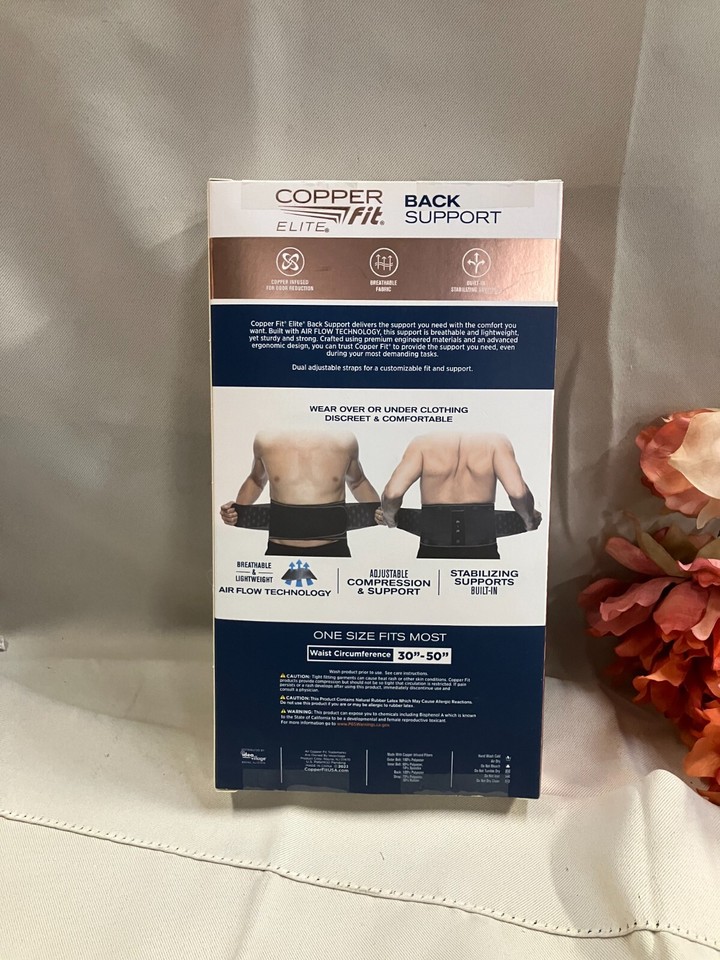 Copper Fit Elite Back Brace Support Air Breathable Adjustable ...