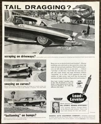 1959 Monroe Load Leveler Shock Absorbers PRINT AD Tail Dragging? | eBay
