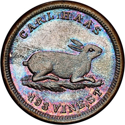 1863 Cincinnati Ohio Civil War Token Carl Haas Bunny Rabbit NGC MS63 Ex ...