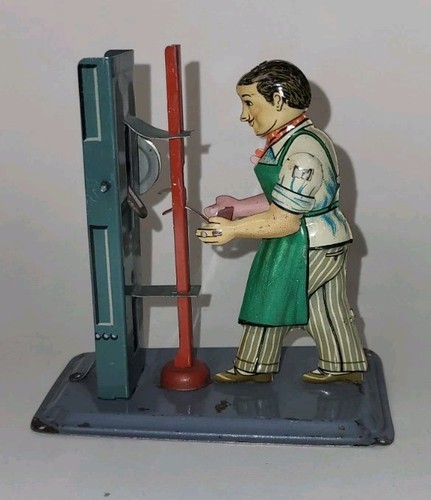 Wilesco Tin Press Operator Steam Powered Toy - Made in U.S. Zone ...