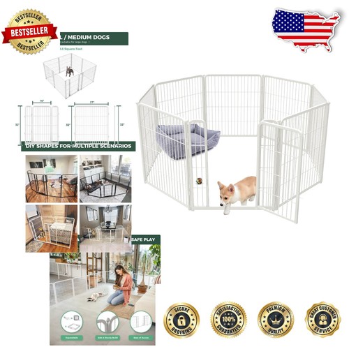 Contemporary 32" Expandable Dog Playpen - 8 Panels for Safe Indoor Play ...