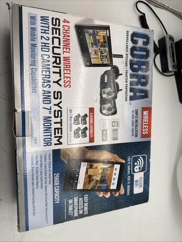 Cobra 4 Channel Wireless Security System with 2 Cameras and 7" Monitor ...
