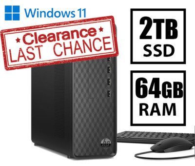 HP Desktop Computer Windows 11 64GB 2TB SSD WiFi SLIM BLUETOOTH (READY ...