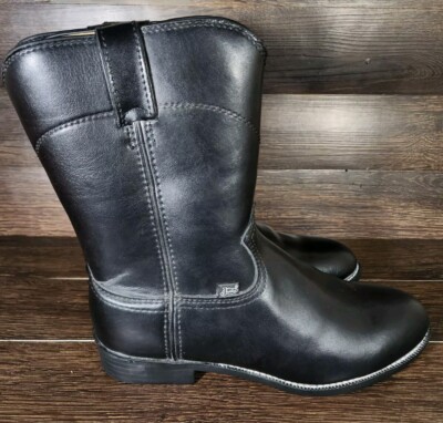 Men Sz 11EE Justin Basics Temple 10" Roper Cowboy Boots Black Leather ...