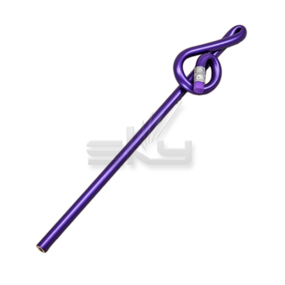 SKY Treble Clef Shaped Pencil with Eraser PurpleColor Great Gift ...