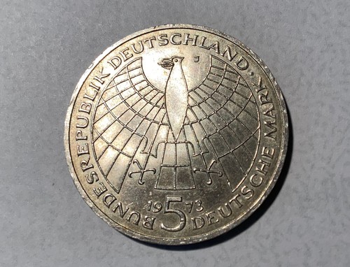 1973 GERMANY Silver 5 Mark German COPERNICUS ANNIVERSARY Vintage Coin ...