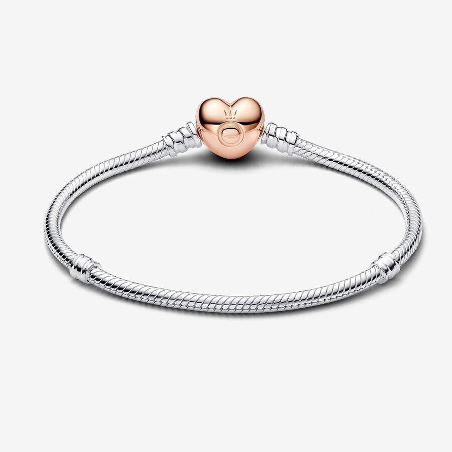 Pandora Moments S925 & Rose Gold Heart Clasp Bracelet 580719-23cm - 8 3 ...