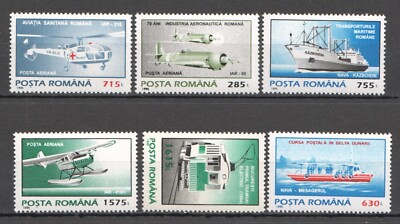 RM480 1995 ROMANIA AVIATION SHIPS TRAINS AIR MAIL MICHEL #5141-46 1SET ...