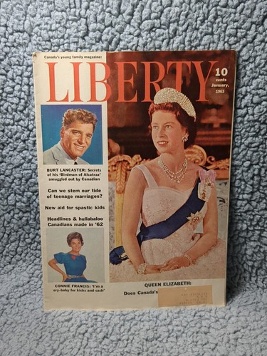 Vintage January 1963 Liberty Magazine Queen Elizabeth Bert Lancaster ...