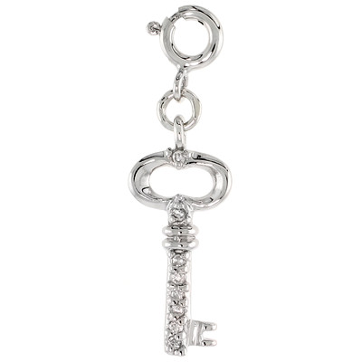 Sterling Silver Jeweled Key CZ Stones Pendant for Charm Bracelet | eBay UK