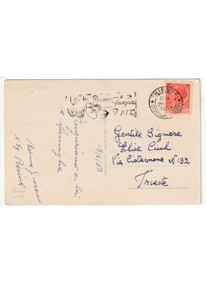 1957 G. Galbi Girl Ducklings Egg Basket Vintage Postcard Happy Easter ...