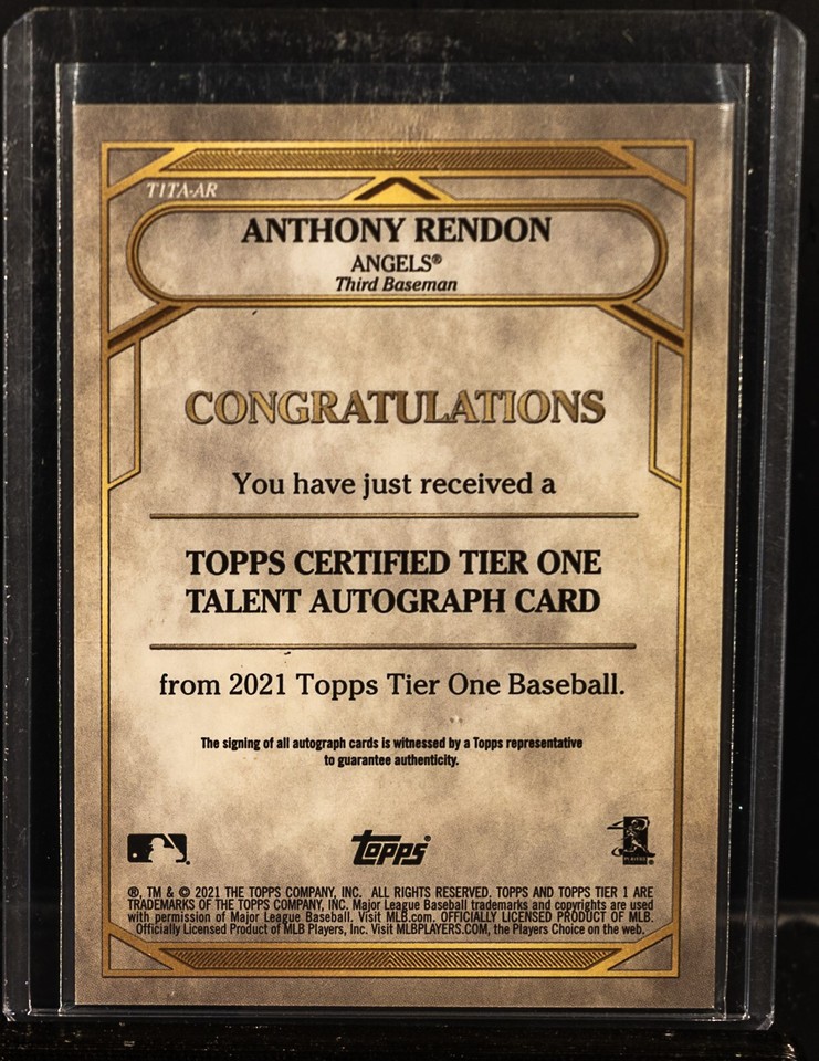 Anthony Rendon 2021 Topps Tier One Talent Bronze Ink Autograph Auto #06 ...