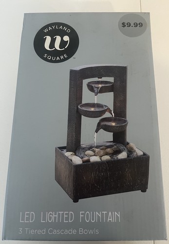 Wayland Square LED Lighted Zen Tabletop Water Fountain - 3-Tiered ...