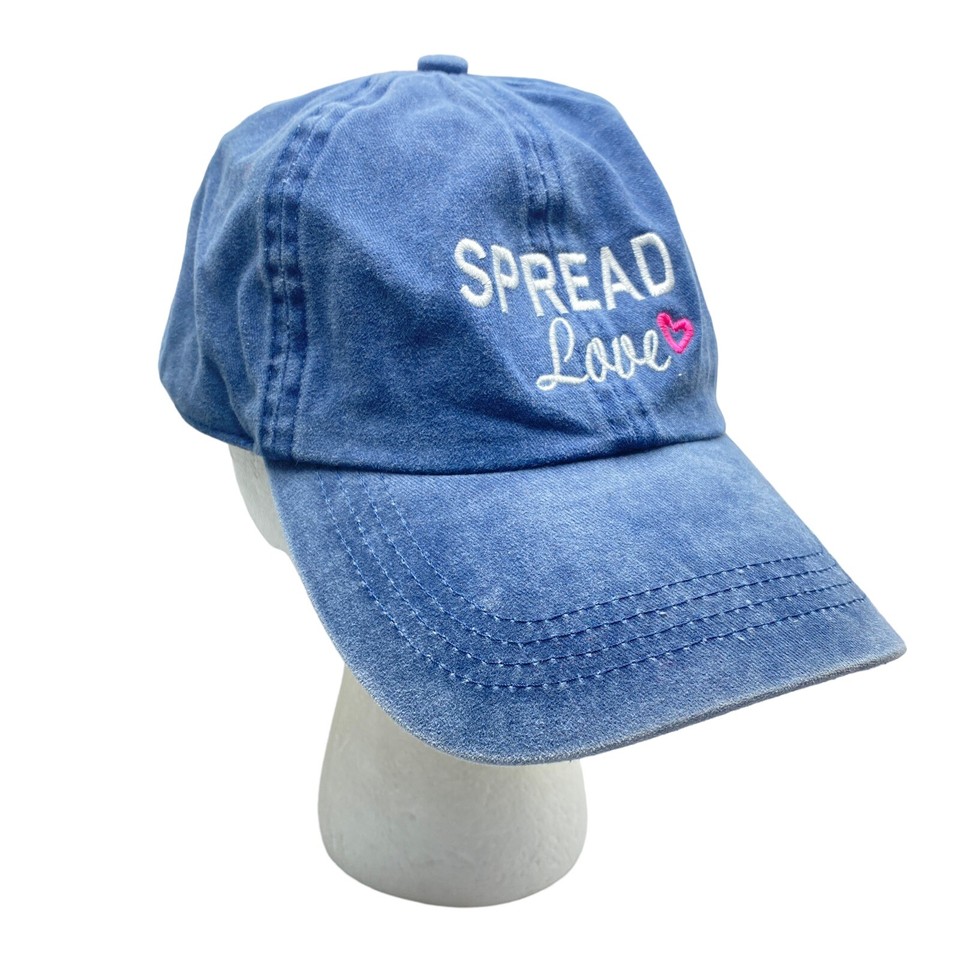 Spread Love Heart Blue Strapback Pink Heart Baseball Cap Hat | eBay
