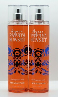 *2 PACK* Bath & Body Works AGAVE PAPAYA SUNSET Fine Fragrance Mist FAN ...