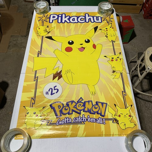 Vintage Pokémon Poster 1999 Pikachu #25 Poster Rare Yellow Gotta Catch ...