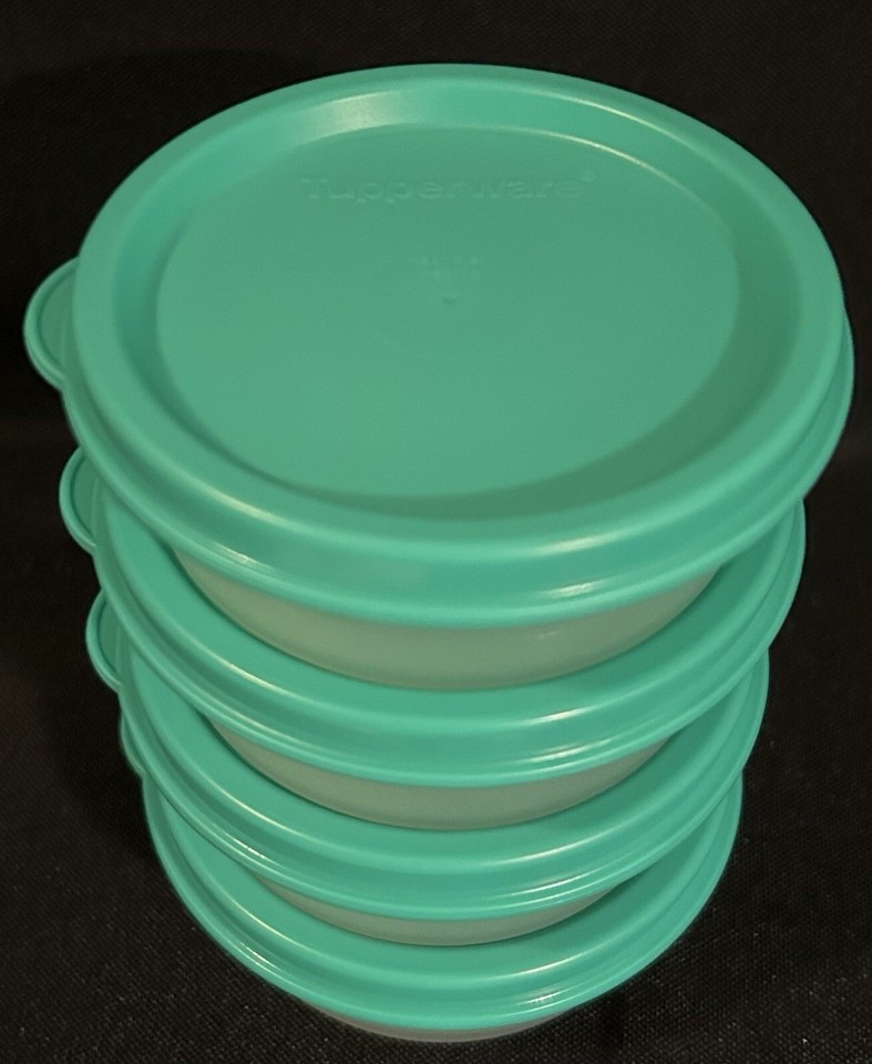 Tupperware Half Snack Cups Giant Smidget Mini 2oz. Set Of 4~Sheer w ...