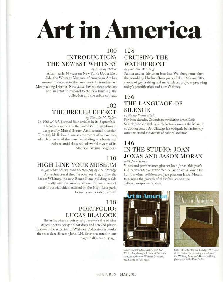 ART IN AMERICA Magazine May 2015 The New Whitney Museum Roe Ethridge ...