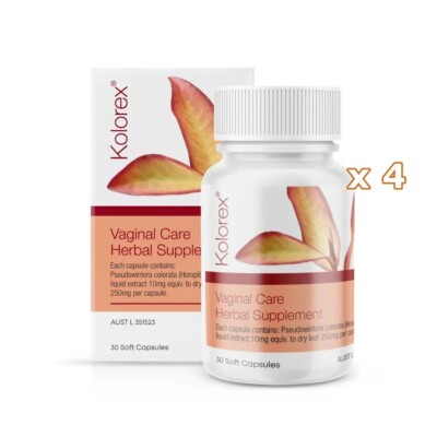 4 x Kolorex Vaginal Care Herbal Supplement 30 Capsules Natural Horopito ...